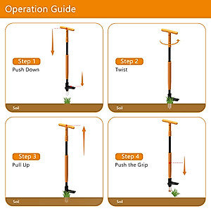 Weed Puller, Brewin Fully Stand Up WeeDeleter - Zero Bending and Back Saver, Effortless and Efficient Weed Remover, Durable and Lightweight Weeder, Easily Push-Twist-Pull