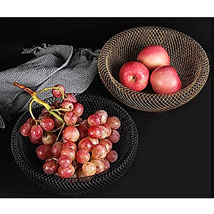 Cq acrylic Fruit Basket For Kitchen,Fruit Basket With Banana Hanger,Fruit and Vegetable Storage Holder For Kitchen Countertop,Golden