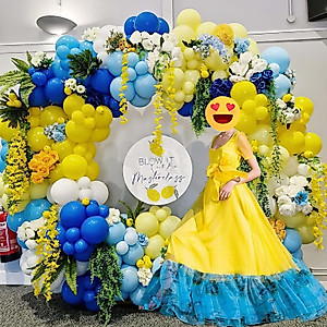 Blue and Yellow Balloon Arch Kit, 105 PCS Royal Blue White Yellow Balloon Garland Kit Yellow Light Blue Latex Party Balloons for Baby Shower Anniversary Birthday Wedding Graduation Party Decorations