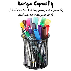 Mr. Pen- 3pcs Pencil Cup Holder, Black Pen Holder, Pen Cups, Metal Mesh Pencil/Pen Holder ,Pen Organizer for Desk, Desk Pen Holder