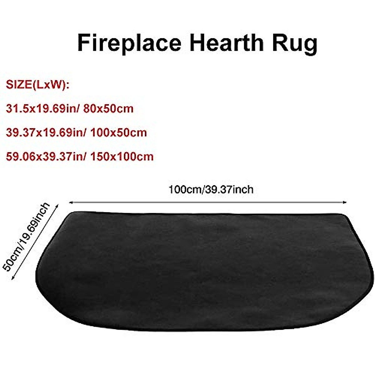 UCARE Fire Retardant Fiberglass Rug Durable Fireproof Protective Hearth Rug Indoor Fireplace Area Rugs Non Slip Mat for Chimney/Fire Pit/Brazier (L: 59.06x39.37in/ 150x100cm)