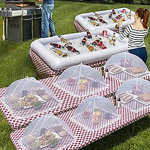 Sorbus Inflatable Serving Bar & food umbrella mesh cover Screen Tent set for Food and Beverages, Perfect for BBQ, Picnic Pool Outdoor Party Supplies, Buffet Luau Cooler (2 Salad Bars 6 Food Umbrellas)
