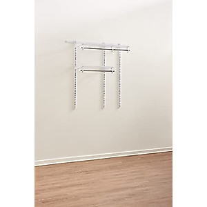 Rubbermaid Configurations Classic Closet Kit, White, 3-6 Ft., Wire Shelving Kit with Expandable Shelving and Telescoping Rods, Custom Closet Organization System, Easy Installation
