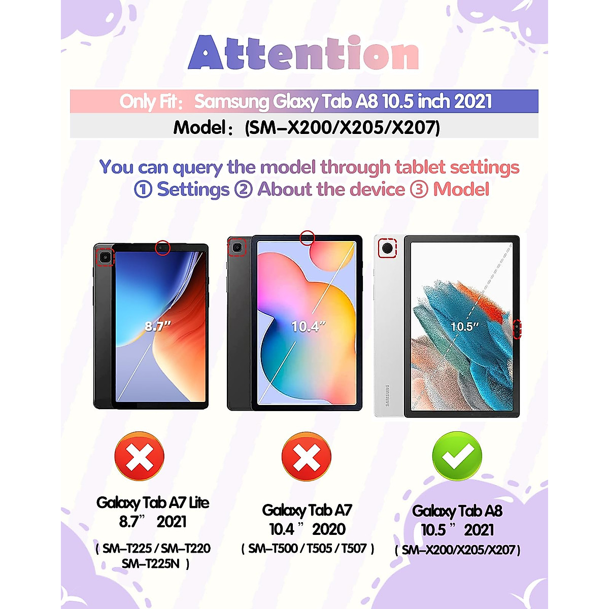 Gurgitat for Galaxy Tab A8 Cases - with Pen Holder Cute Cartoon Unicorn Silicone Cover with Rotating Stand & Strap Girly Teens Girls for Samsung Galaxy Tablet A8 10.5" Cases