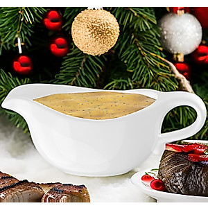 RONDURE Large White Gravy Boat - 19 oz Capacity, Microwave and Dishwasher Compatible