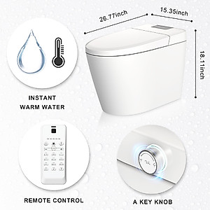 Smart Bidet Toilet Heated Tankless - LifeSky Elongated Auto Flush Built in Bidet Toilet - Luxury Smart Toilet for Bathroom