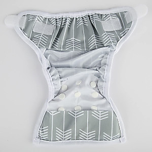 Newborn Baby Cloth Diaper Cover Nappy Hook and Loop (Grey Arrow)
