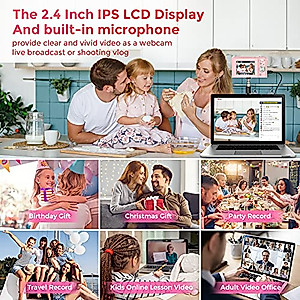 Digital Camera, NEZINI 2 Charging Mode Mini Kids Camera, Full HD 1080P 36MP 2.4 Inch LCD Vlogging Camera for Kids, 16X Zoom Compact Pocket Camera Point and Shoot Camera for Kids Beginners (Pink)