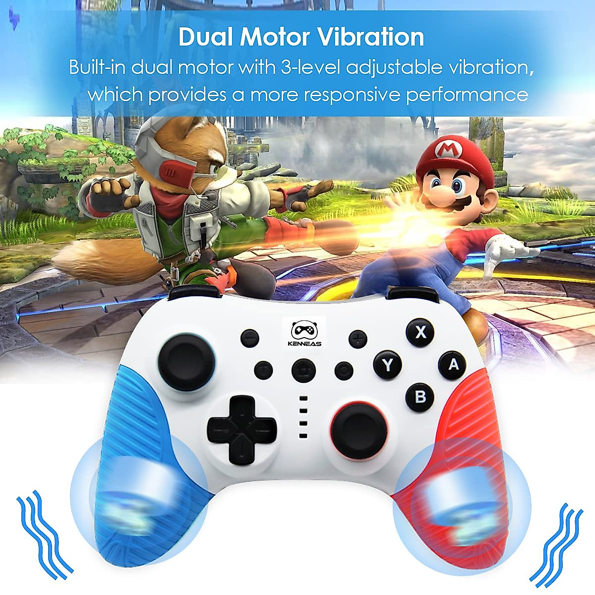 KENNEAS Wireless Pro Controller for Switch/Switch Lite, Switch Remote Gamepad with Wake-up, 3-Level Vibration, Turbo, Motion Control Function, 600mAh Battery Wireless Switch Controller