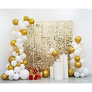 Kate Square Light Gold Sequin Wall Panels Shimmer Wall Birthday Party Backdrop Decorations (Pack of 12)