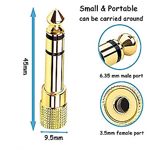 Headphone Jack Adapter 6.35mm 1/4Inch Male to 3.5mm 1/8 Inch Female Jack Headphone Audio Stereo Jack Plug Adaptor Converter (6.35mm (1/4 inch) Male to 3.5mm (1/8 inch) Female)