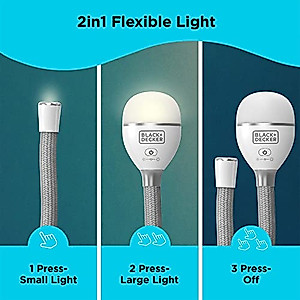 BLACK+DECKER Snake Light, Use for Book Light, Desk Light, and Work Light, 2 Settings, Flexible and Rechargeable (BDCFSL01)