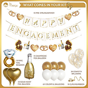 Pirese Happy Engagement Banner, Just Engaged Banner, Happy Engagement Party Decorations | Just Engaged Decorations | Almost Married Decorations | Congratulations Wedding Decorations | Engagement Sign