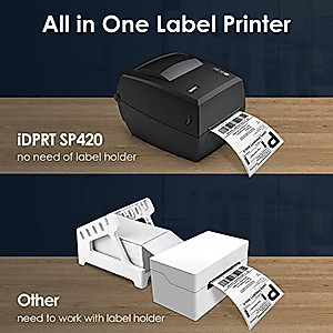 iDPRT Thermal Label Printer, Label Maker for Shipping Packages & Small Business, Built-in Holder Shipping Label Printer SP420, Support 2" - 4.65" Monochrome Label Maker Compatible with Win, Mac&Linux
