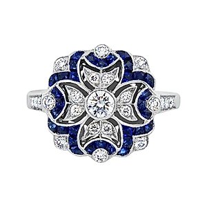 UNIQUFERANGER S925 plum-shaped blue and white wedding engagement diamond ring is the best holiday gift for women (US size: 6-10) (9)