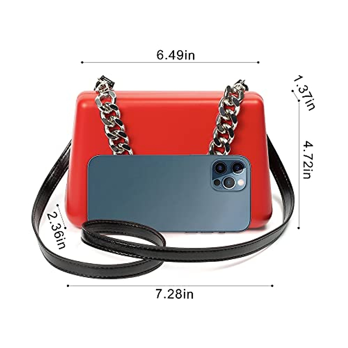M10M15 Handbag Women PU Leather Clutch Purse Crossbody Shoulder Bag with Metal Chain Adjustable Strap