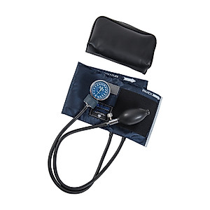 MABIS Aneroid Sphygmomanometer Blood Pressure Gauge Large Adult Cuff for Home Use, Blue