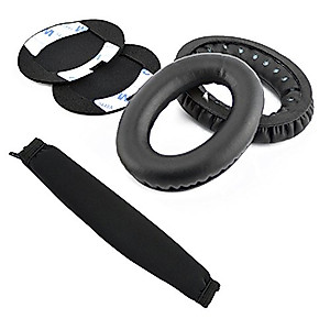 Geekria Earpad + Headband Compatible with Bose Around-Ear AE2, AE2i, AE2w Headphone Replacement Ear Pad + Headband Cover/Ear Cushion + Headband Protector Earpads Repair Parts (Black)
