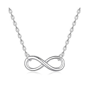 KristLand - 925 Silver Adjustable Necklace Circle Minimalist Enamel Tiny Heart Cactus Triangle Pendant Dainty Choker for Women Infinity Silver