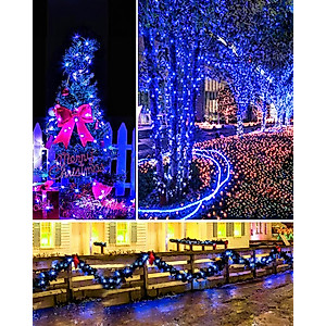 Twinkle Star 2 Pack Outdoor Solar String Lights, Total 80 FT 240 LED Solar Fairy Lights Outside Waterproof 8 Modes, Christmas Tree Light for Patio Garden Party Backyard Wedding Decor Blue
