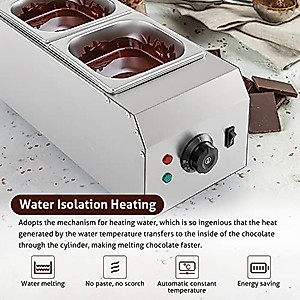 WICHEMI Chocolate Melting Pot Commercial Chocolate Tempering Machine 2 Tanks 9lbs Stainless Steel Chocolate Melter Pots Melting Machine Home Or Bakery Use