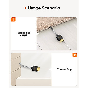 CableCreation Ultra Thin 3ft 4K HDMI Cable Male to Male, Highly-Speed Slim Low Profile Cable for 3D, 4K@60Hz, ARC - Nylon Braided