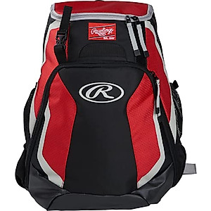 Rawlings R500 Series Baseball/Softball Backpack, Scarlet, 17.5˝ H x 15.5˝ W x 8.5˝ D