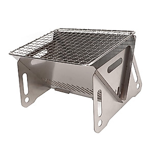 Topyond Foldable BBQ Grill, Portable Stainless Steel Charcoal Grill with Ventilation Holes, Heat Resistant Campfire Grill for Outdoor Cooking, Camping, Patio Use