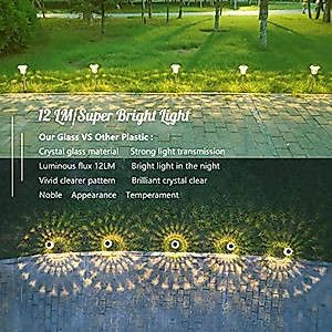 Biicais BIICAIS Solar Outdoor Lights Pathway, 4 Pack Solar Walkway Lights, 12LM High Lumen Glass Solar Lights for Yard Waterproof