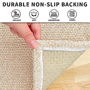 EARTHALL Upgraded Boho Runner Rug 2'x6',Beige Hallway Runner, Beige, 100% Woven Cotton Washable Beige Indoor Outdoor Rug Runner 2x6 for Kitchen/Laundry Room/Doorway/Bedroom/Bathroom
