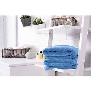 DAN RIVER 100% Cotton Economy Bath Towels Set Pack of 6| Super Absorbent Quick Drying Hotel Quality Towels for Home, Gym, Spa & Daily Use | Medium Blue, 22”x44”, 400 GSM