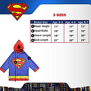 DC Comics Kids Umbrella and Poncho Raincoat Set, Batman & Superman Boys Rain Wear for Toddler 2-3 or Kids 4-7