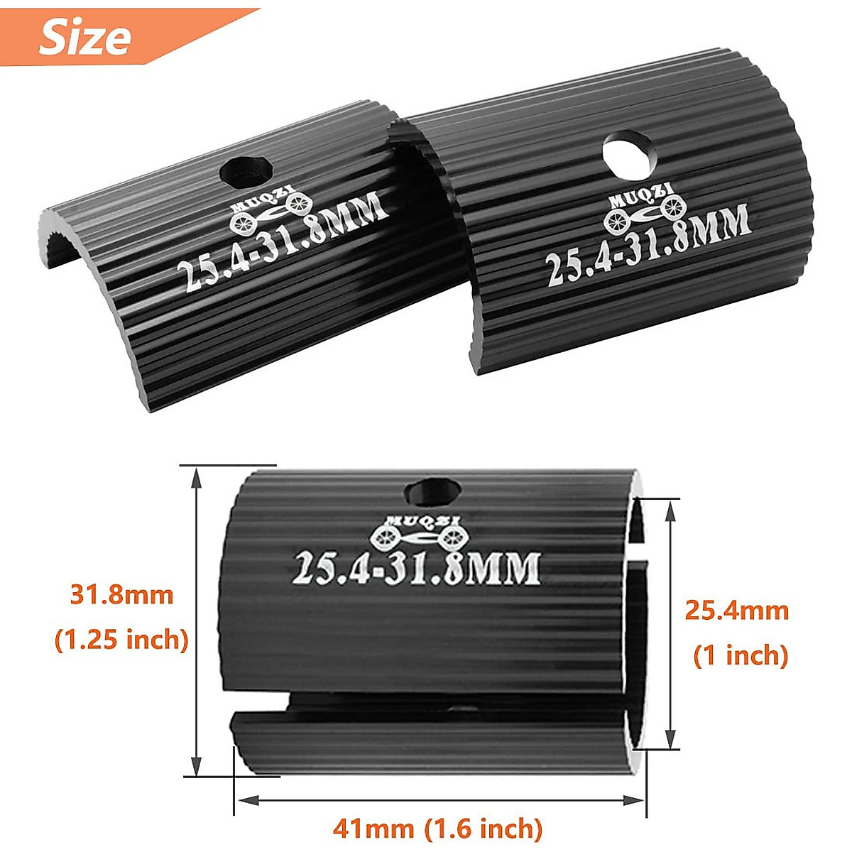 Saipe 1Pair Bike Handlebar Shim Bicycle Handlebar Stem Shim Handle Bar Adapter Reducer Aluminum Alloy Clamp Spacer Conversion Shims 25.4 to 31.8 MM Cycling Parts Components