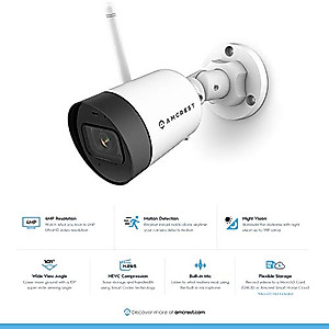 Amcrest SmartHome 4MP Outdoor WiFi Camera Bullet 4MP Outdoor Security Camera, 98ft Night Vision, Built-in Mic, 101° FOV, 2.8mm Lens, MicroSD Storage, REP-ASH42-W (White) (Renewed)