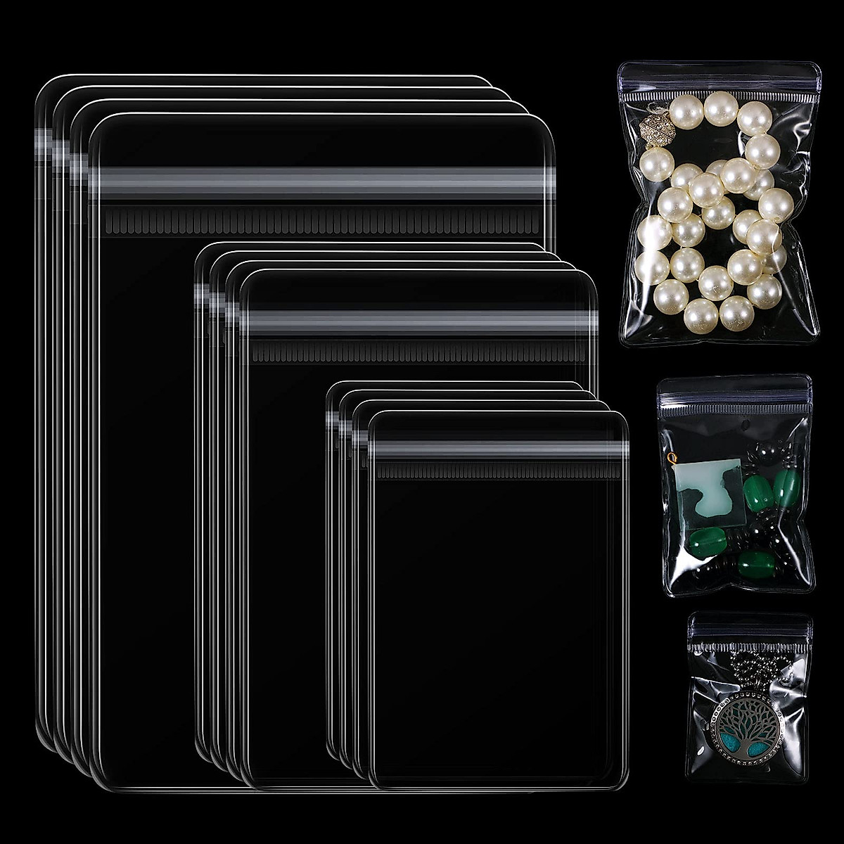 Clabby Clear Pvc Jewelry Bags Plastic Transparent Jewelry Rings Earrings Packing Storage Pouch Anti Tarnish Zip Lock Bags for Holding Jewelries, 2 X 2.8 Inch, 2.8 X 4 Inch, 3.5 X 5 Inch(120 Pieces)