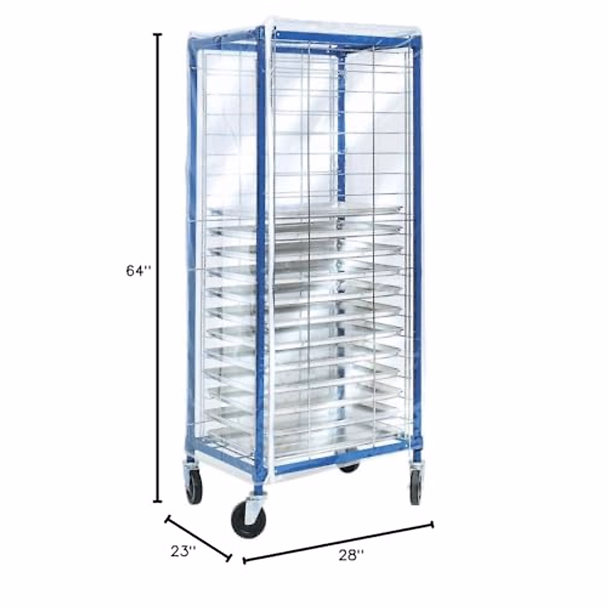 Coverall End Load Pan Rack Cover Clear Vinyl - 28" L x 23" W x 64" H