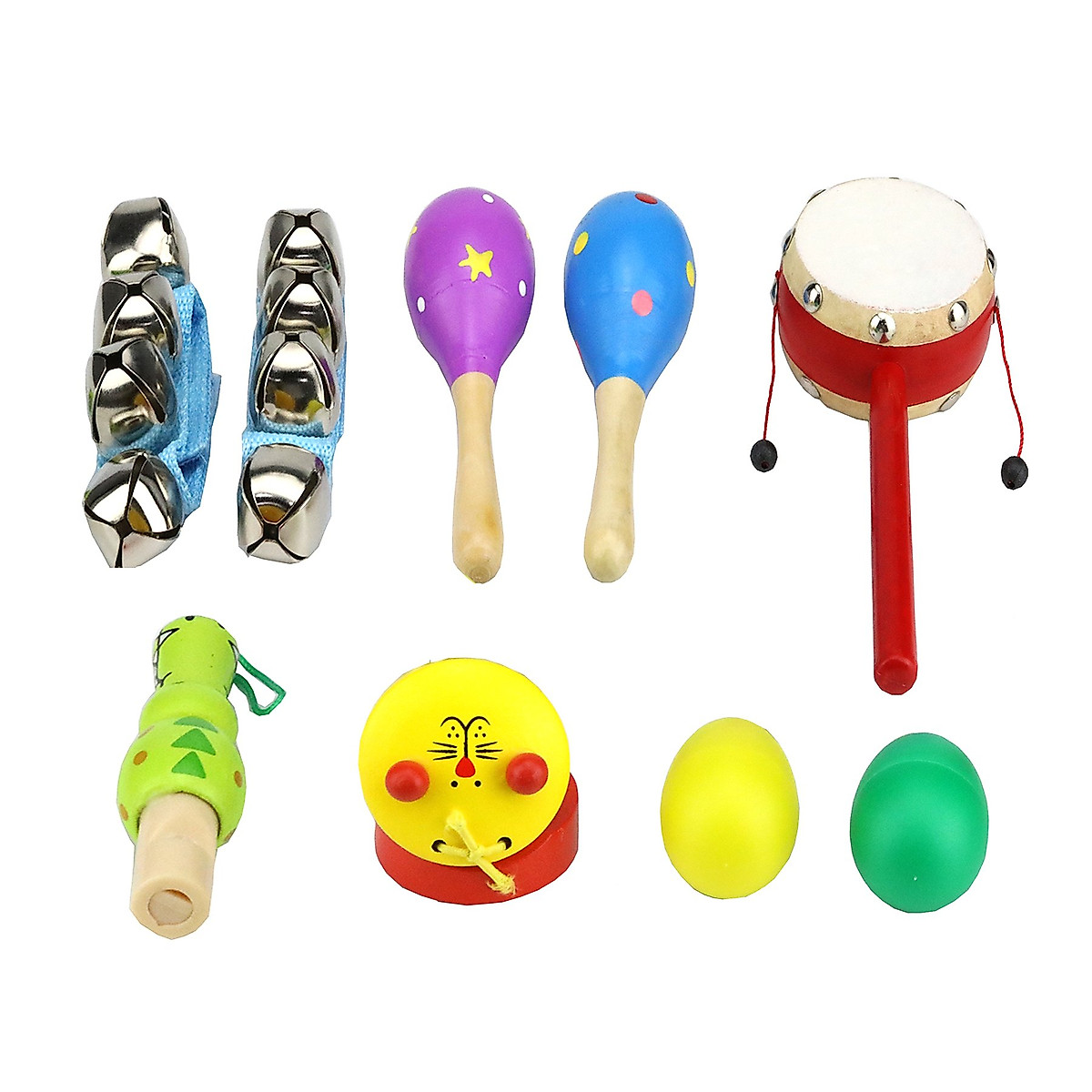 Toddler Musical Instruments, 9PCS Wooden Percussion Musical Instruments Toy Set for Kids Toddlers Preschool Educational Music Toys for Boys and Girls