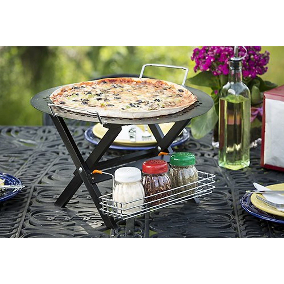 TableCraft BBQ Round Pizza Grilling Tray, Medium,Steel