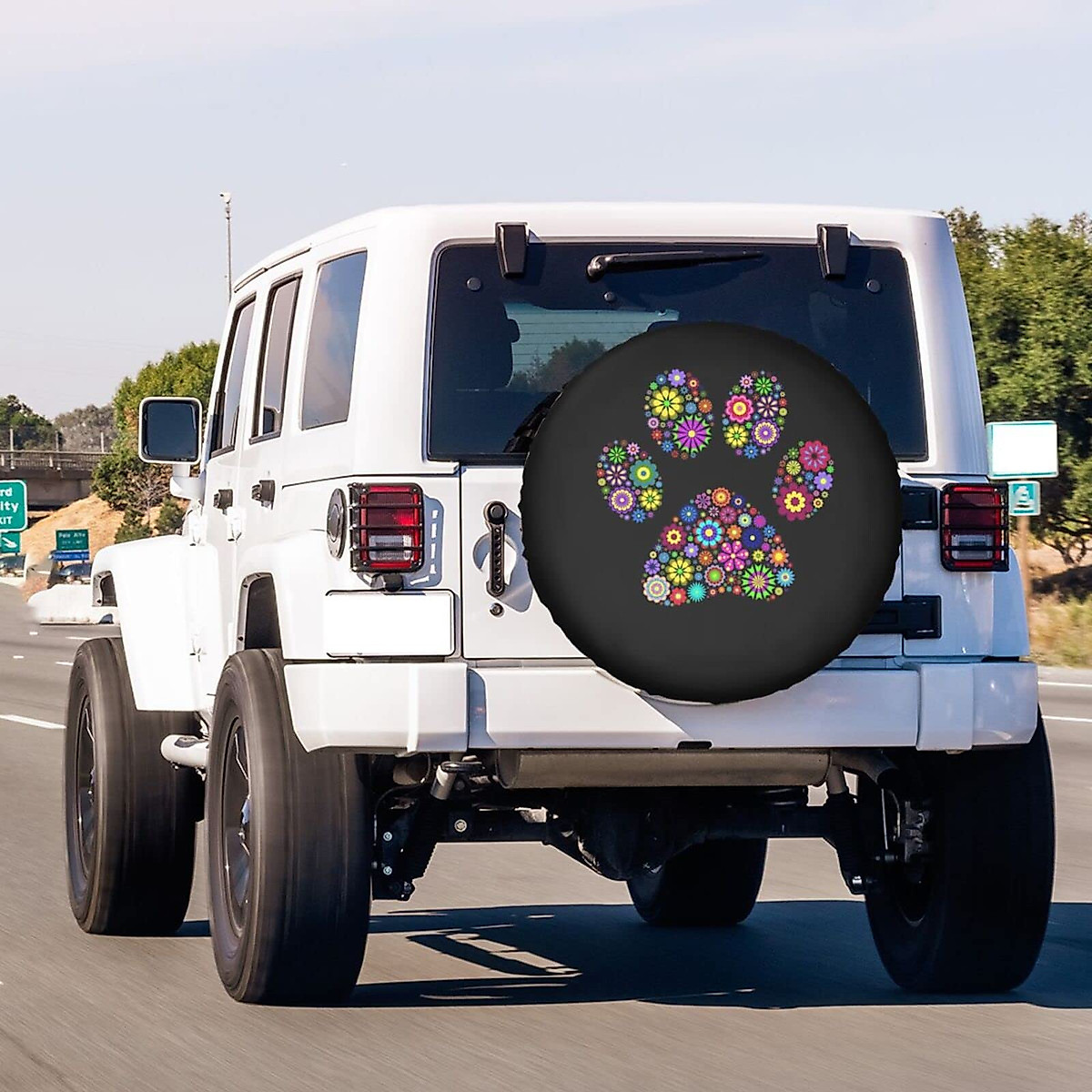 Foruidea Animal Paw Print Spare Tire Cover Dust-Proof Wheel Tire Cover Fit Trailer, RV, SUV and Many Vehicle 17 Inch
