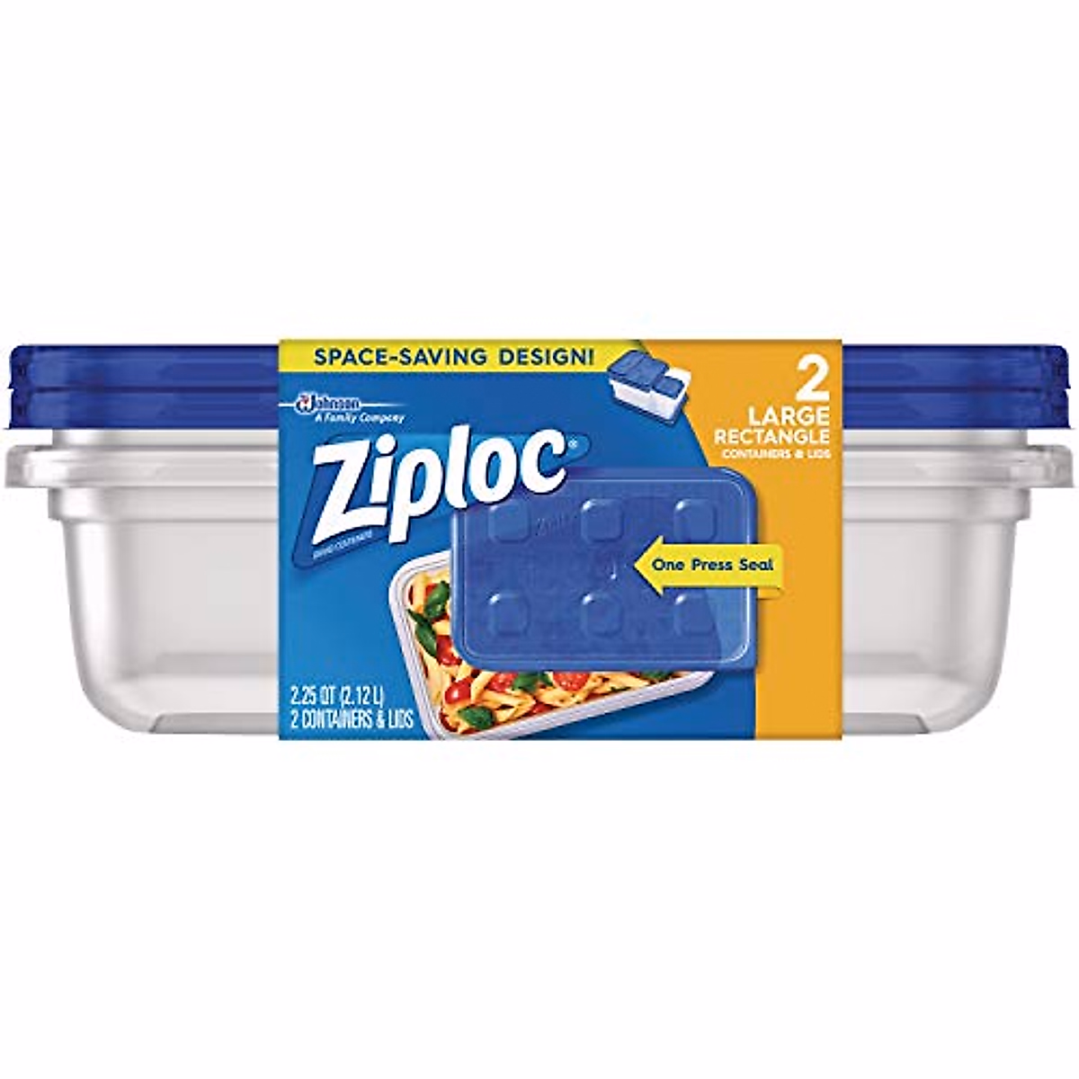 Ziploc Large Rectangle 9 Cup Containers with Lids, 2 Count
