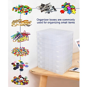 Eujqo 8 PCS 36 Grids Bead Organizer Box Plastic Box Clear Box Organizer 3600 Tackle Box Organizer Bead Containers Plastic Organizer Compartment Organizer Box Jewelry Earring Organizer (8 Pcs)