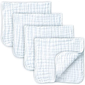 KiddyCare Muslin Burp Cloths - Burp Clothes for Baby Girl/boy, Organic Baby Clothes Burping Cloths for Babies - 6 Layers absorbance, Baby Burp Cloth (4 Pack (10x20 inches))
