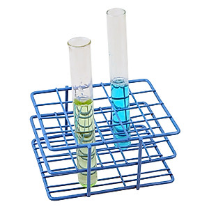 EISCO Blue Epoxy Coated Steel Wire Test Tube Rack, 20 Holes, Outer Diameter Permitted of Tubes 18-20mm or Less, 4 X 5 Format