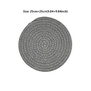 Dohia Trivet Potholders Set Cotton Trivet Pot Holder Thread Weave Hot Pot Holders Home Decor Round Woven Potholders for Kitchen Quartz Countertops Table Coasters Hot Pads Hot Mats D2-MXCD (Dark Grey)