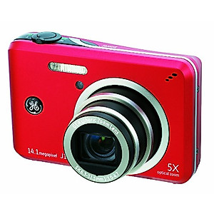 GE J1455 14MP Digital Camera with 5X Optical Zoom and 3.0-Inch LCD with Auto Brightness (Red)