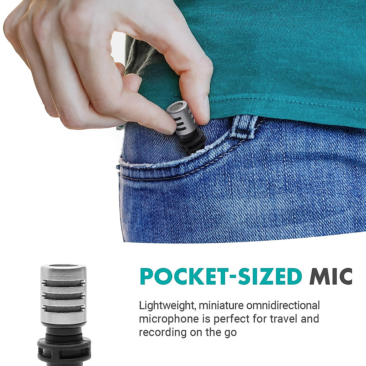 Movo External USB-C Microphone for iPhone 15 - Mic for iPhone 15, USB-C Devices - Portable Condenser Shotgun Mic for Video Recording, Voiceover, Interview, Travel, Vlogging, YouTube