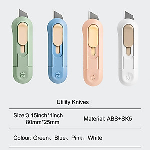 Box Cutter, Box Opener, 4PCS Small Utility Knife, Easy Slide Retractable Blade, Package Opener for Home, Office, Travel, and DIY Workpro Utility Knife