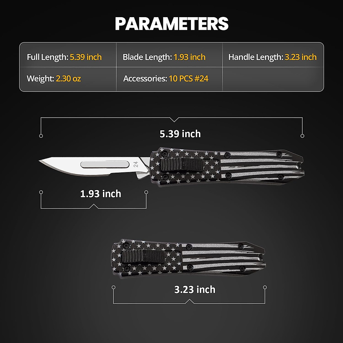 coldown EDC Pocket Knife, Folding Utility Knives with Clip, Retractable Box Cutter, Small Scalpel Knife with 10pcs Razor Sharp Surgical Carbon Steel Replacement Blades #24, EDC Knives for Men Women