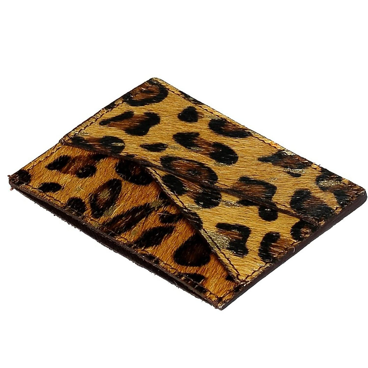 Cheetah Print Faux Fur with Gold Tone Accents Credit Card Holder for Women, Cute Minimalist Holders for Cards and Money, Small Wallets for Purse, 3 x 4 Inches
