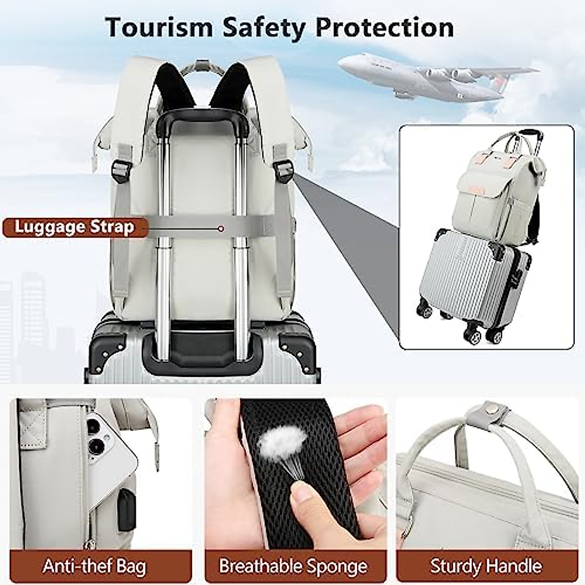 BAGSWAN Women Computer Backpack Nurse Bags: 15.6 Inch laptop Travel Work Bag Professional Waterproof Teacher SchoolBag with USB Port for Business College Backpack Carry on Bookbag for Women Gift(GREY)